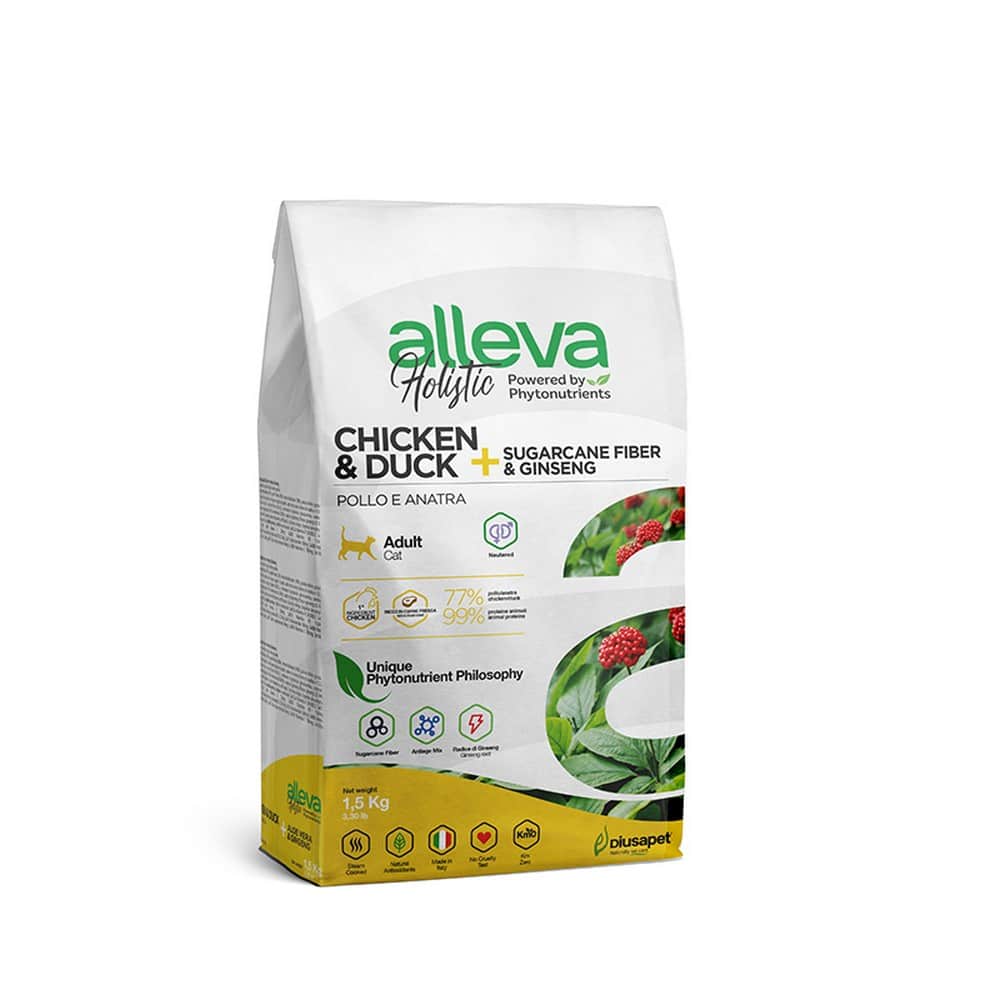 Alleva Holistic Cat Adult Chicken & Duck + Sugarcane Fiber & Ginseng Neutered 10 kg