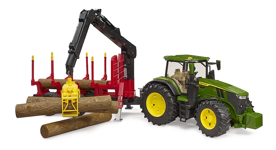 Traktor John Deere 7R 350 sa prikolicom za drva i 4 debla