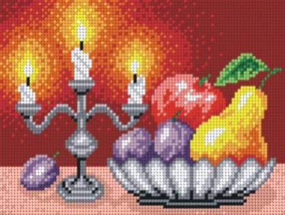 Goblen Posuda voća sa svećama | 18x24cm
Goblen Posuda voća sa svećama | 18x24cm