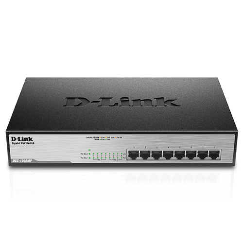 D-LINK 8-Port Desktop Gigabit Max PoE Switch - DGS-1008MP