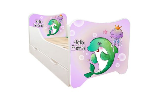 ABC Beds Dečiji Krevet sa Fiokom 160X80 cm Delfin i Meduza