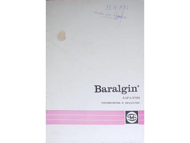 Uputstvo Baralgin `JUGOREMEDIJA` Zrenjanin Jugoslavija