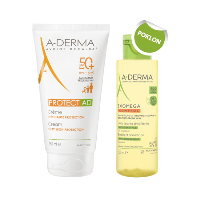 ADERMA PROTECT KREMA SPF50+150ML + EXOMEGA ULJE 100ML GRATIS