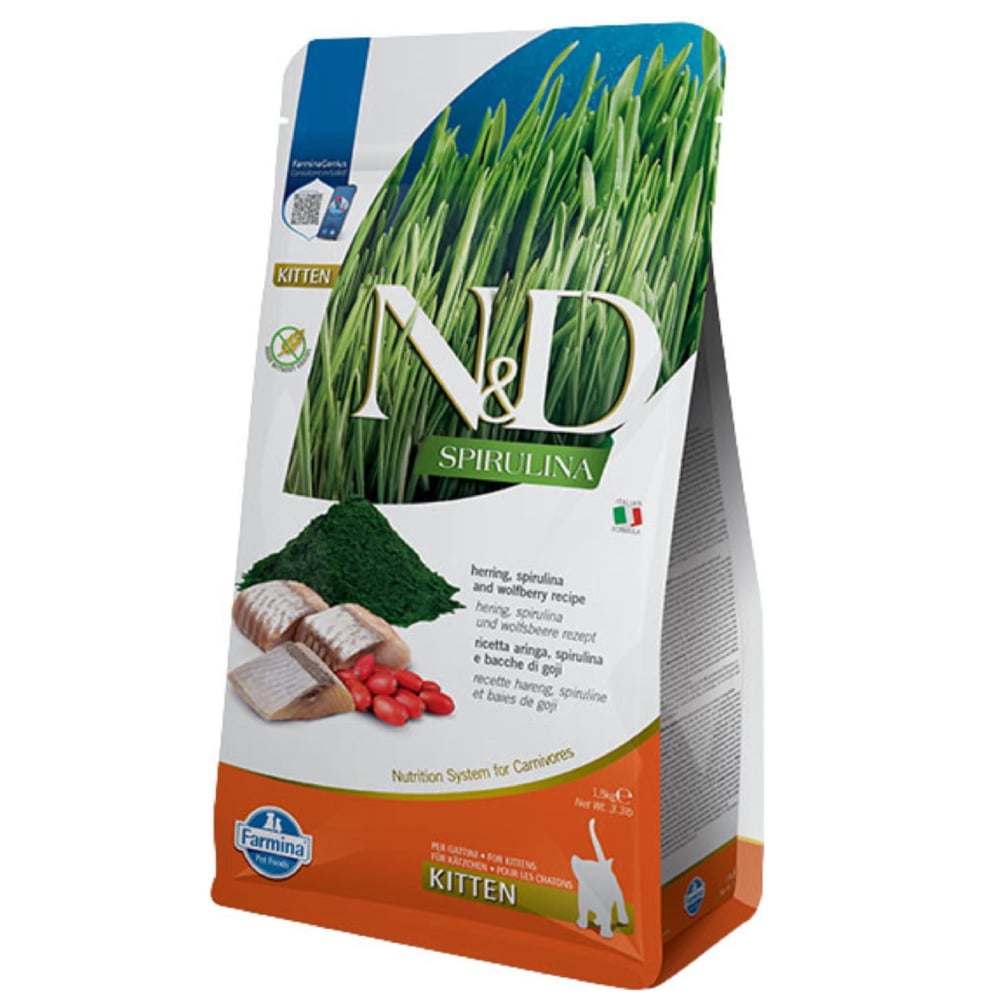 N&D SPIRULINA Cat Herring Kitten 1.5 kg Hrana za mačke