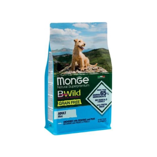 MONGE BWild Mini Grain Free Inćuni, krompir i grašak 2.5kg Suva hrana za pse