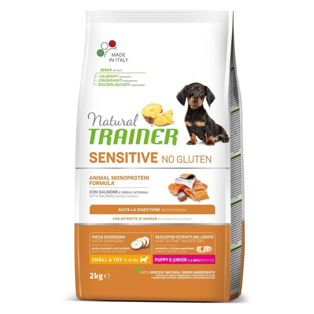 TRAINER NATURAL Sensitive No Gluten sa lososom za štence i mlade pse malih rasa 2kg