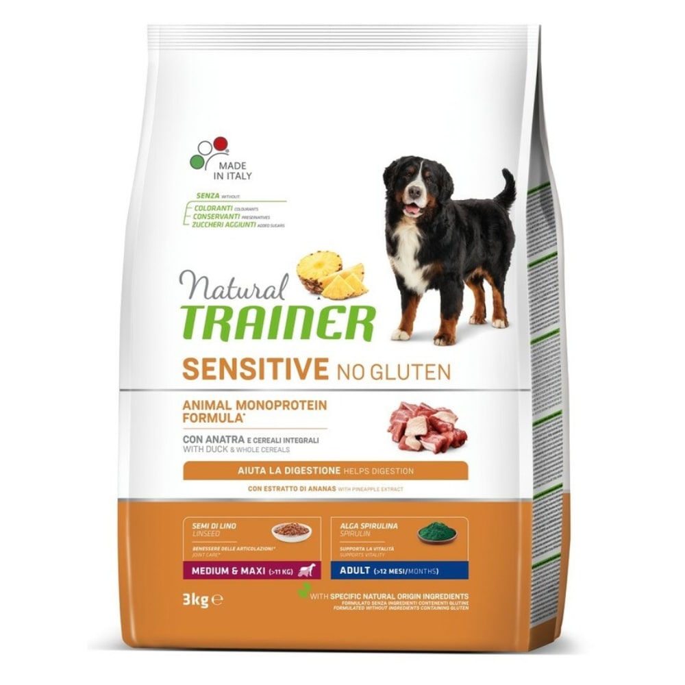 TRAINER NATURAL Sensitive No Gluten sa pačetinom za odrasle pse srednjih i velikih rasa 3kg