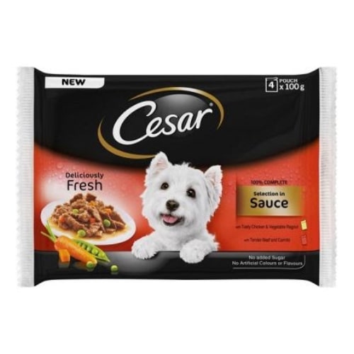 CESAR Dog Govedina, šargarepa, piletina i povrće 4 x 100 g Hrana za pse