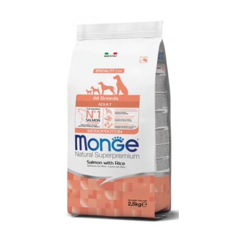 MONGE Superpremium Dog All Breeds Adult Losos i pirinač 2.5kg Hrana za pse