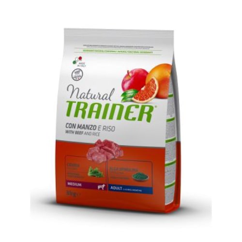 TRAINER NATURAL Dog Medium Adult Govedina i Pirinač 3kg Suva hrana za pse