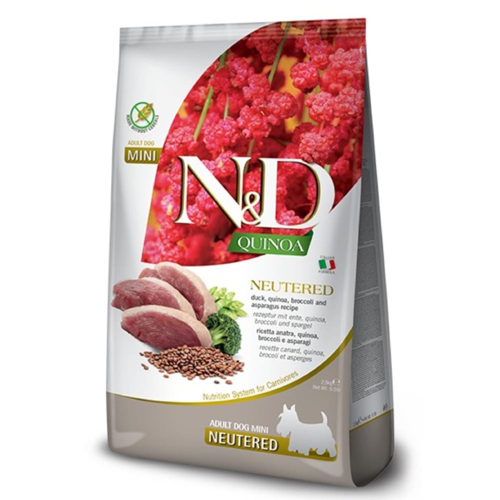 N&D QUINOA Neutered Duck Broccoli Asparagus Mini 7 kg Hrana za pse