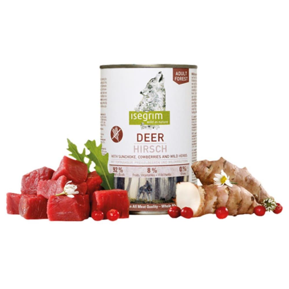 ISEGRIM I95707 Meso šumskog jelena sa čičokom, brusnicom i samoniklim biljem za pse 400 g Vlažna hrana za pse