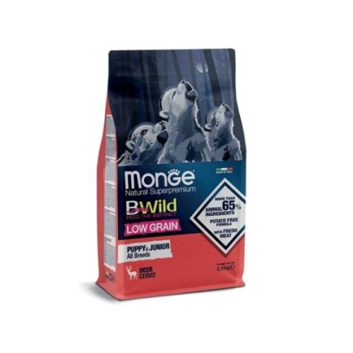 MONGE BWild Low Grain Puppy & Junior Jelen 2.5kg Suva hrana za pse