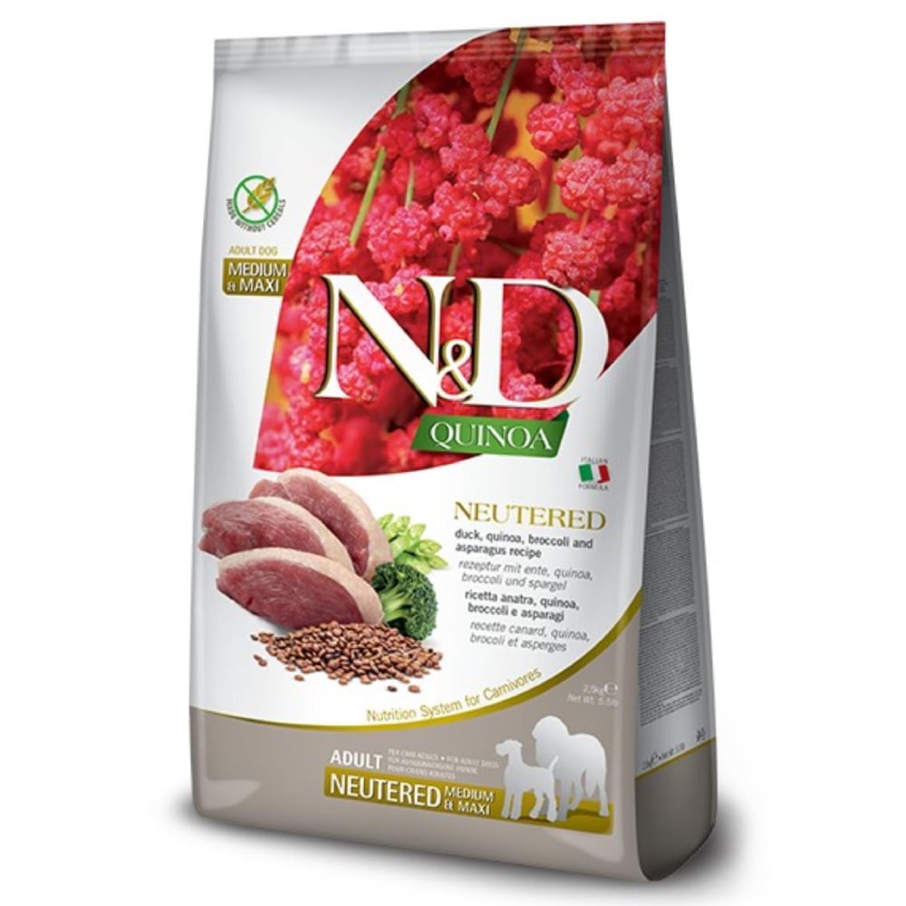 N&D QUINOA Neutered Duck Broccoli Asparagus Medium and Maxi 2.5 kg Hrana za pse