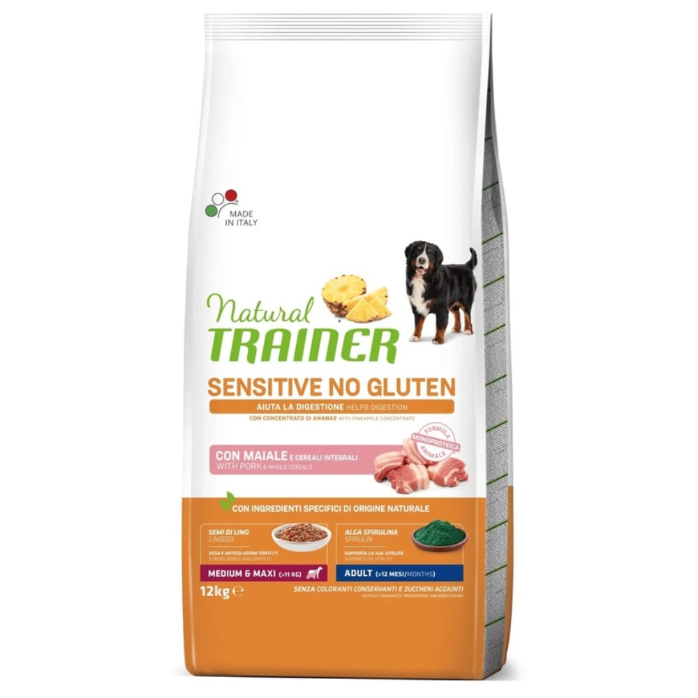 TRAINER NATURAL Sensitive No Gluten (svinjetina) 12kg Hrana za odrasle pse srednjih i velikih rasa