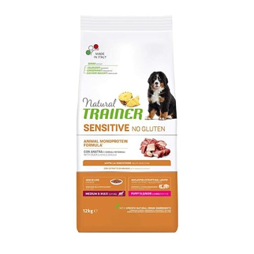 TRAINER NATURAL Sensitive No Gluten Puppy & Junior sa pačetinom za pse srednjih i velikih rasa 12kg