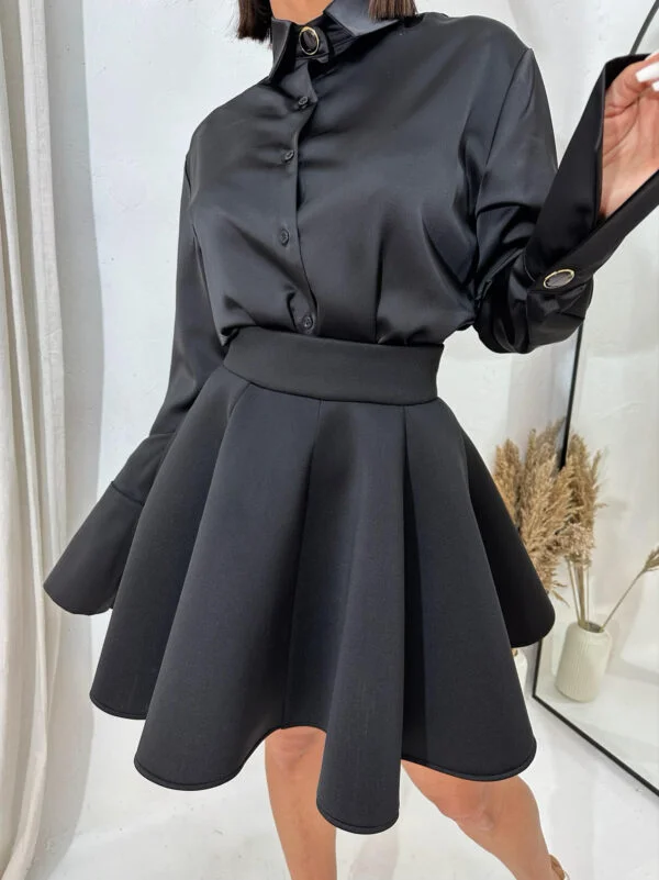 AURORA BLACK mini suknja sa faltama
