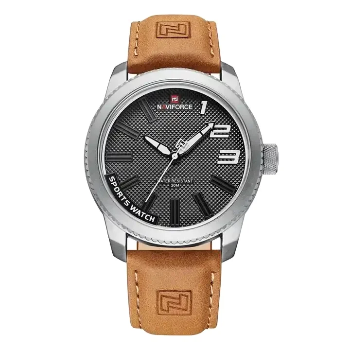 NAVIFORCE 9202L muški luksuzni sportski kvarcni sat - moderan analogni displej datuma sa kožnom trakom ručni sat za modernog čoveka