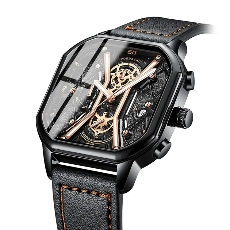 POEDAGAR 922 Men's Chronograph Square Watch: A Fusion of Elegance and Precision