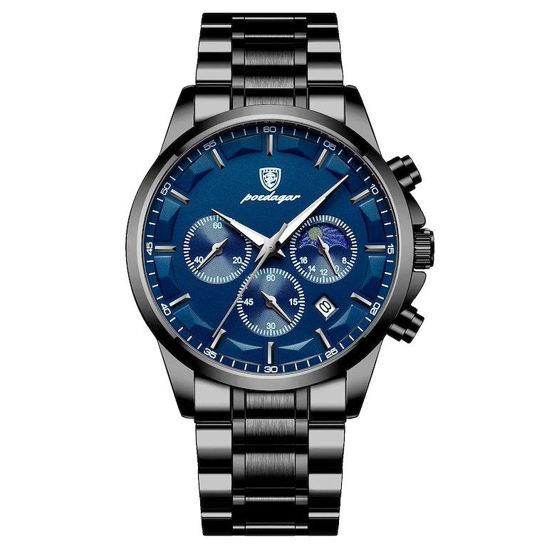 POEDAGAR 928 Men's Genuine Leather Sport Quartz Watch: Luminous Calendar Date, Business Function, Waterproof Elegance