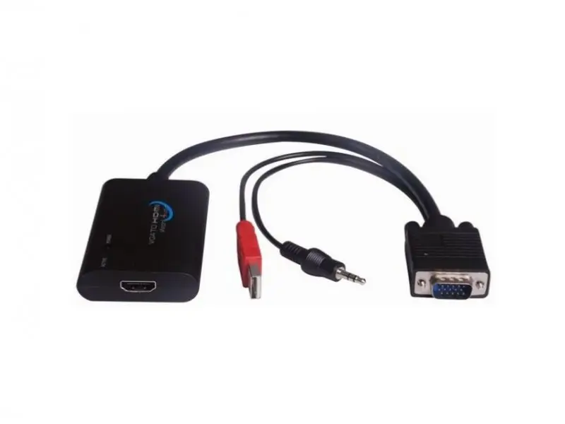 WIRETEK Kabl HDMI na VGA+USB+Audio, 0.3m, Crni