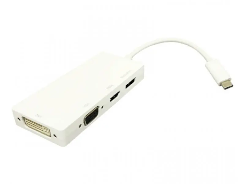 E-GREEN Adapter USB 3.1 tip C (M) - Display Port + HDMI + VGA + DVI (F) beli