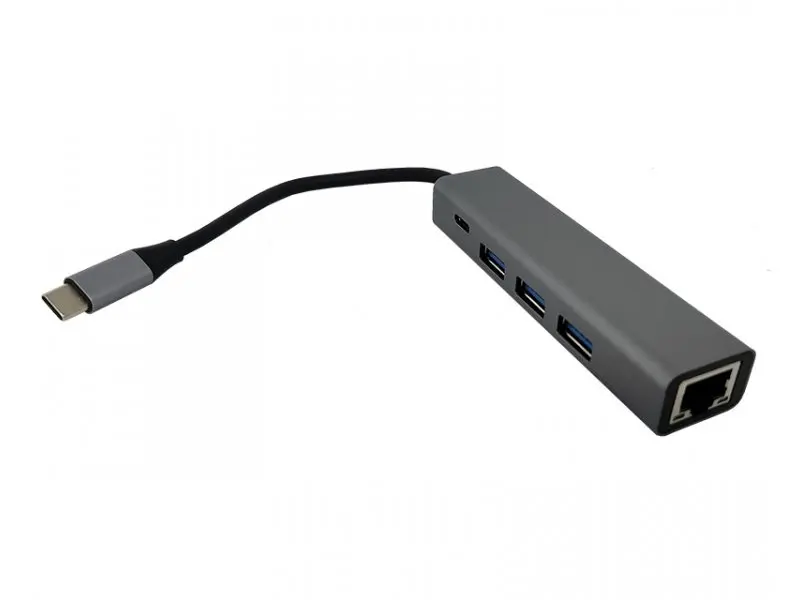 FAST ASIA Adapter-konvertor TIP C na 3xUSB 3.0+TIP C+RJ45