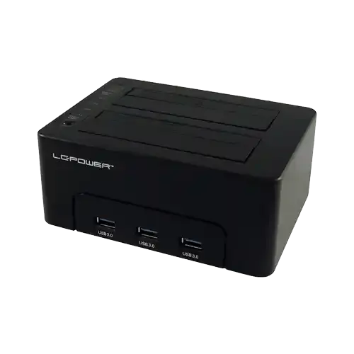 LC POWER HDD Docking U3-HUB USB 3.0 2x HDD/SSD + 3x USB3.0 HUB crni