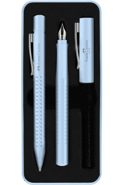 Faber-Castell - set - Hemijska olovka i naliv pero, Grip M, sky blue