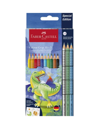 Faber-Castell - Drvene bojice - Grip, Dinosaurus, 1/10 +3 metallic