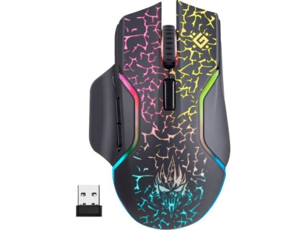 Miš Defender Oneshot GM-067 RGB Gaming Bežični optički crni Punjiva baterija