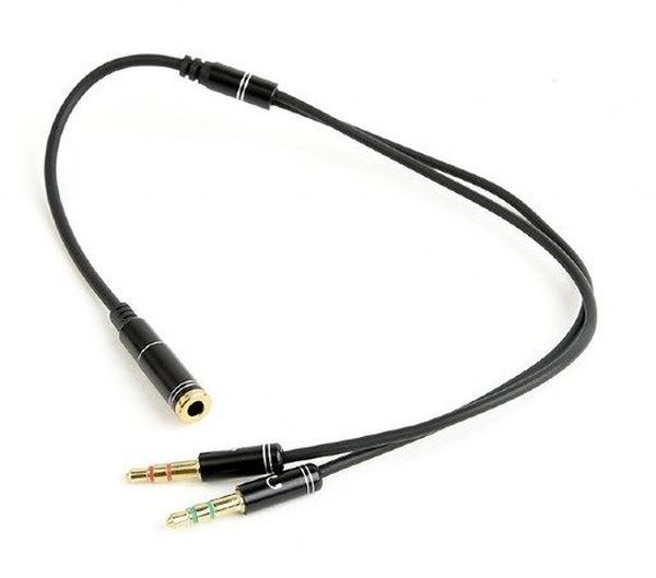 Audio Y Splitter za slušalice s mikrofonom, 2x3,5mm muški na 1x3,5mm ženski, Gembird CCA-418M