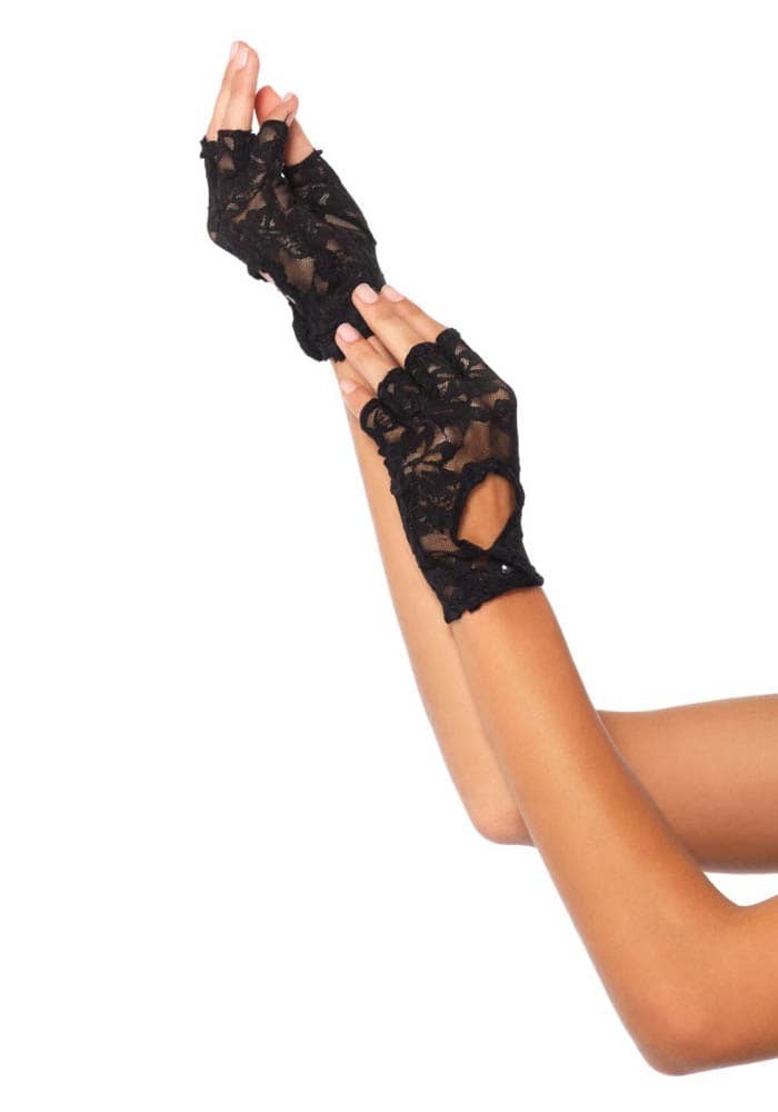 Lace Keyhole Gloves, black, O/S, LEGAV07563
