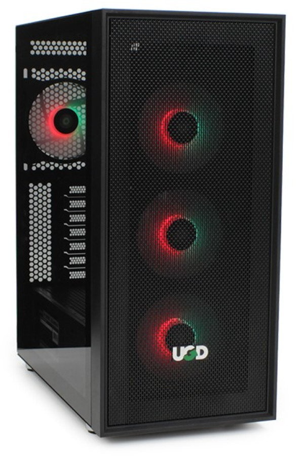 Kuciste Elite 3718 Midi Tower, ATX, ugradjena 4 RGB kulera, Crno