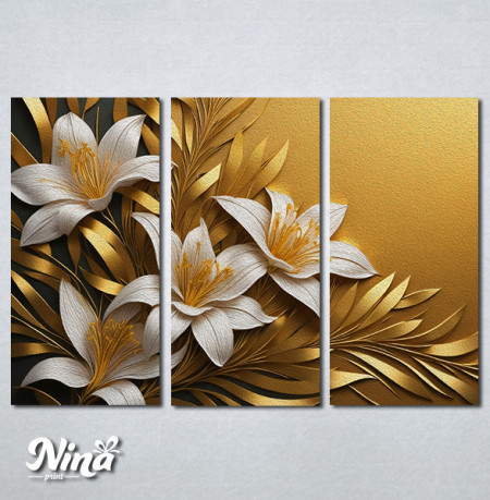 Slike na platnu Beli cvetovi sa zlatnim motivom Nina515_3