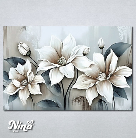 Slike na platnu Beli cvetovi apstrakcija Nina497_P