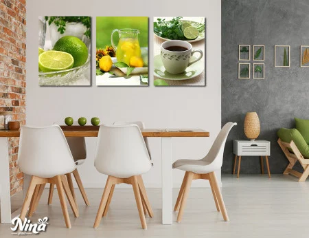 Moderne slike na platnu za kuhinju zeleni i zuti motivi ms075