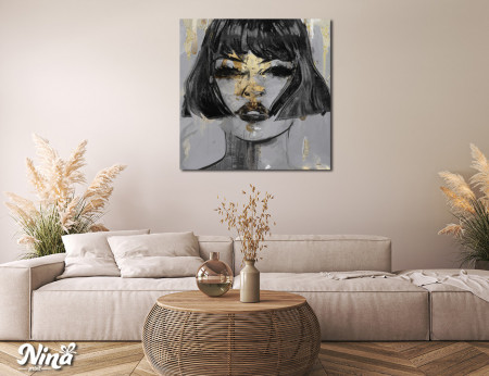 Moderne slike na platnu Portret devojke crne kose ms073