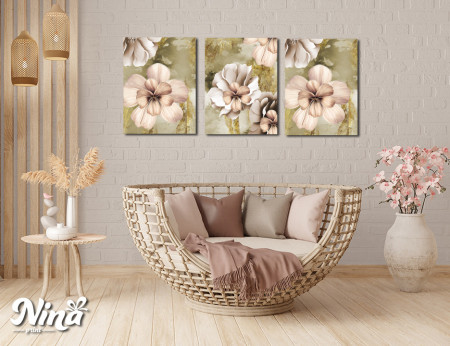 Moderne slike na platnu Cvet u puder roze sa primesama zlatne ms055