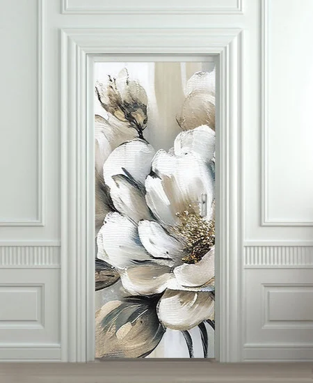 Nalepnica za vrata Apstraktni beli cvet 6250