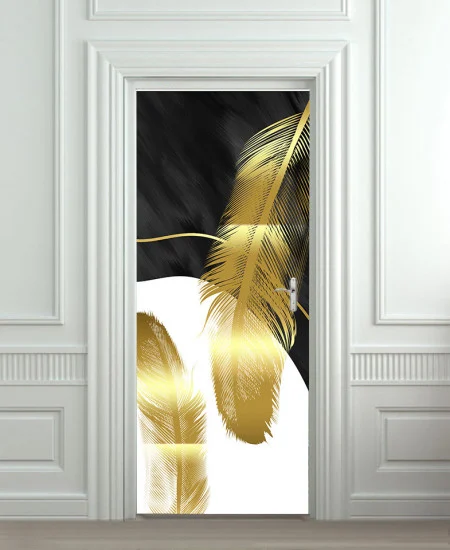 Nalepnica za vrata Perje crno zlatna kombinacija 6232