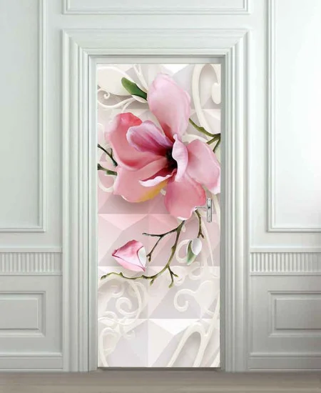 Nalepnica za vrata Ukrasni roze cvet 6193