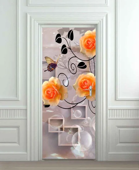 Nalepnica za vrata Narandžaste ruže 6188