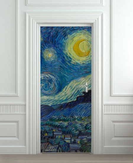 Nalepnica za vrata Starry Night Vincent Van Gogh 6098