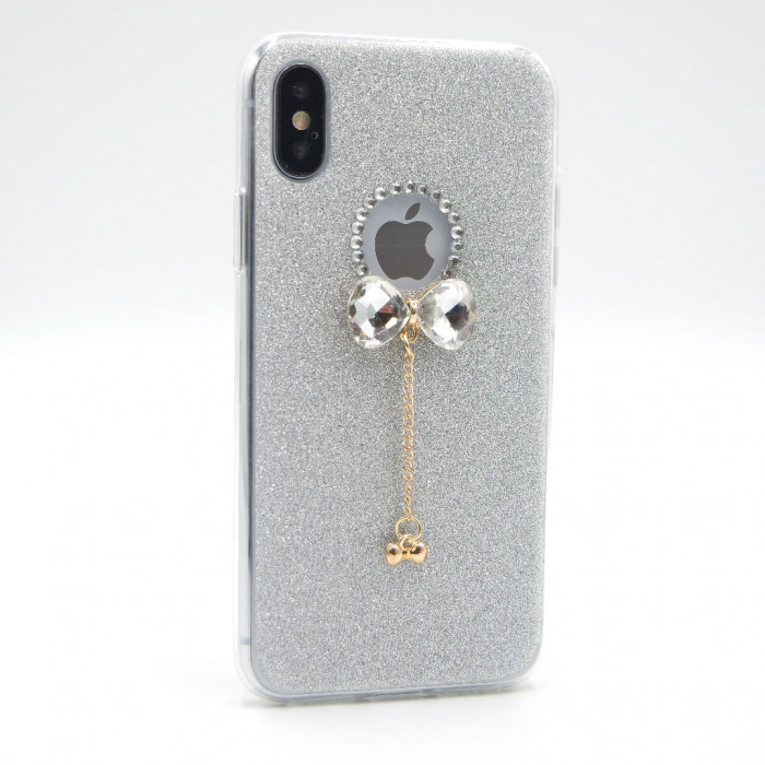 Futrola silikonska Glitter Bow za Iphone X srebrna
