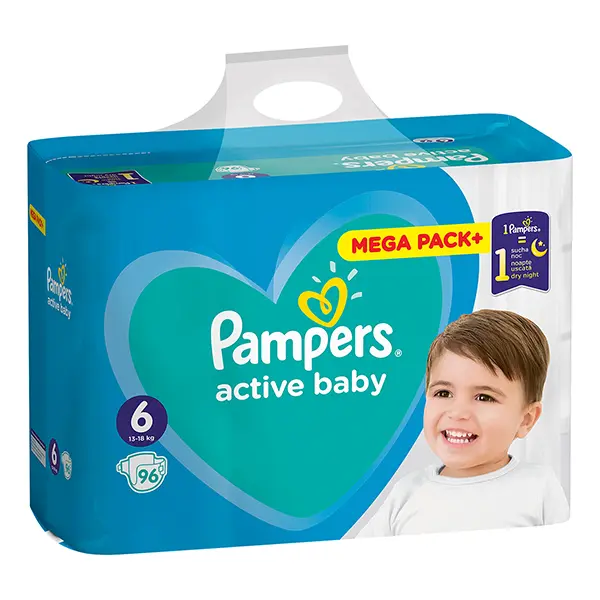 Pampers Active Baby Pelene, Mega Box, Veličina 6, Large, 96 komada