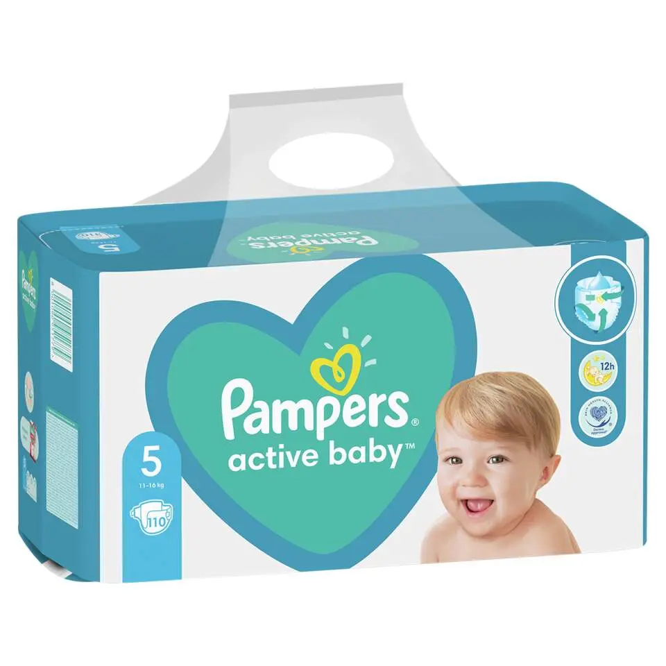 Pampers Active Baby Pelene, Mega Box, Veličina 5, Junior, 110 komada