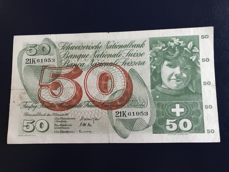 ŠVAJCARSKA 50 FRANAKA.1965.