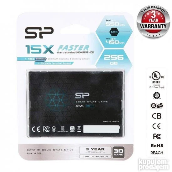 SILICON POWER A55 256GB, 2.5, SATA, SP256GBSS3A55S25