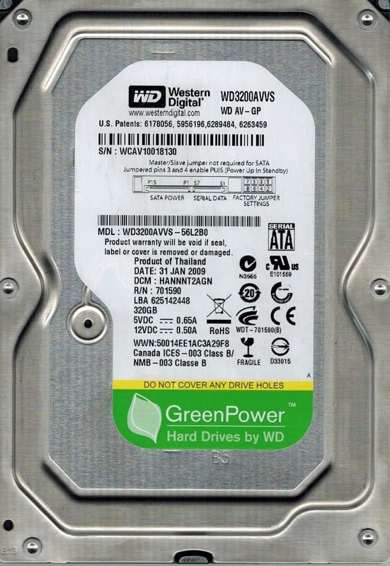 Hard disk HDD SATA2 3.5" 7200 WD AV-GP WD3200AVVS 320GB, 8MB